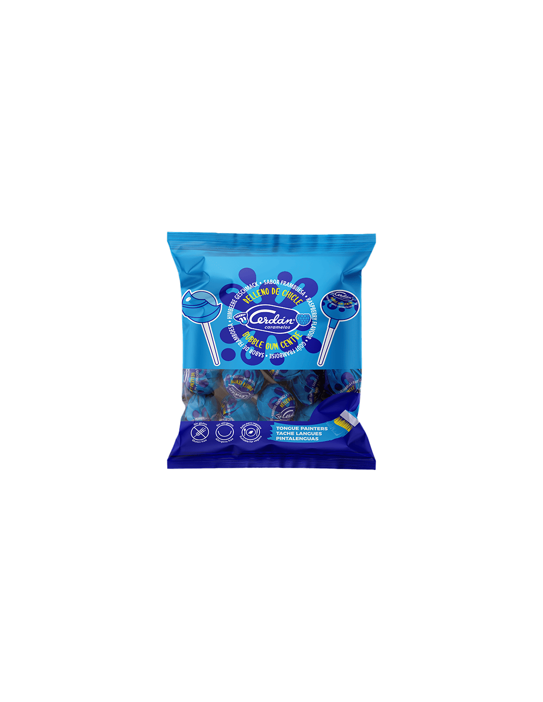 Piruleta frambuesa chicle 15,5g Cerdán Caramelos | Distribución Mayorista